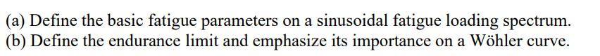 Solved (a) Define the basic fatigue parameters on a | Chegg.com