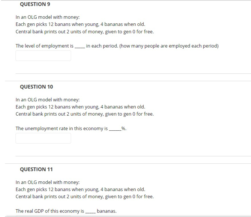 Solved QUESTION 9 In an OLG model with money: Each gen picks | Chegg.com