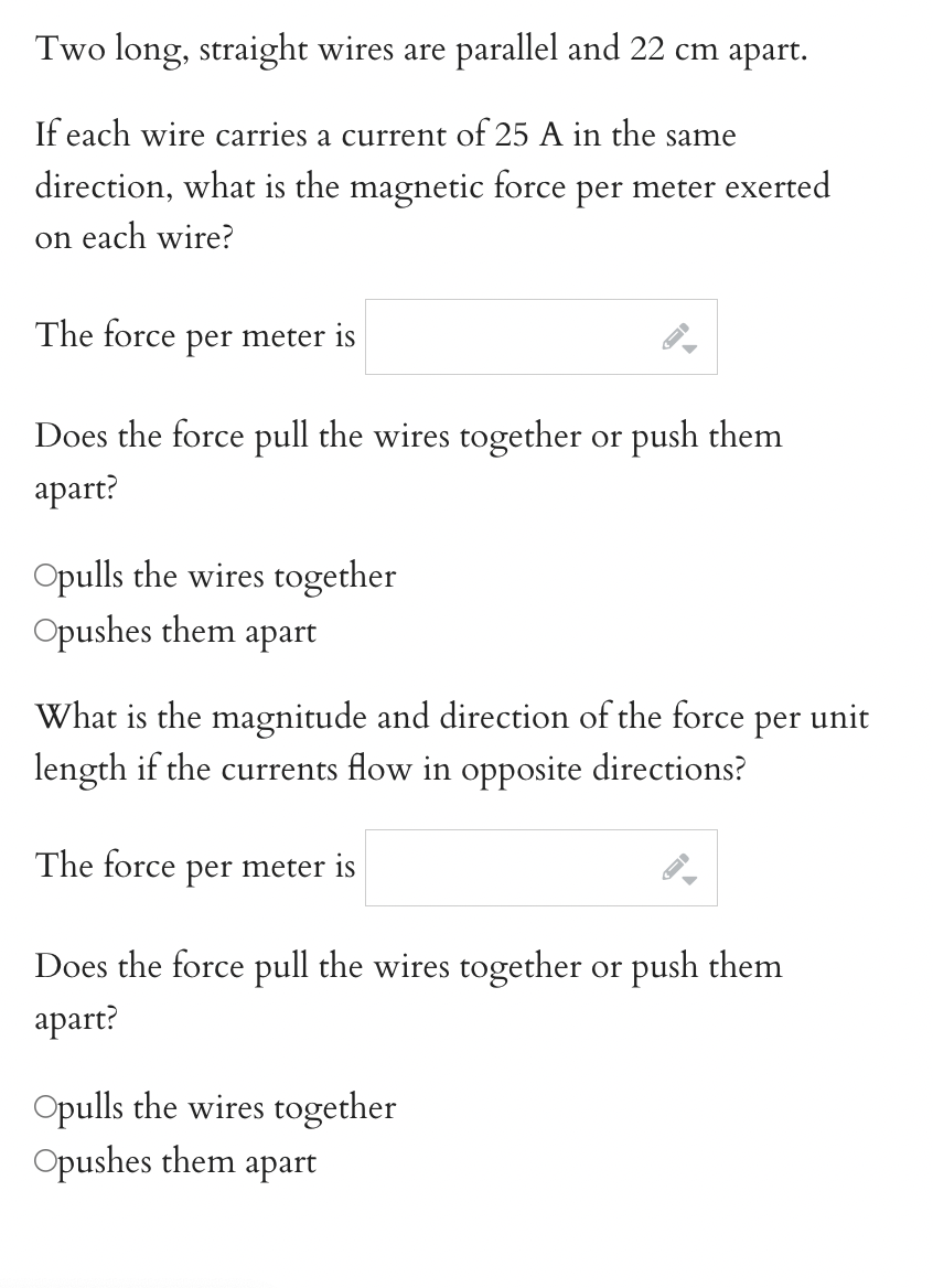 Solved Two long, straight wires are parallel and 22 cm | Chegg.com