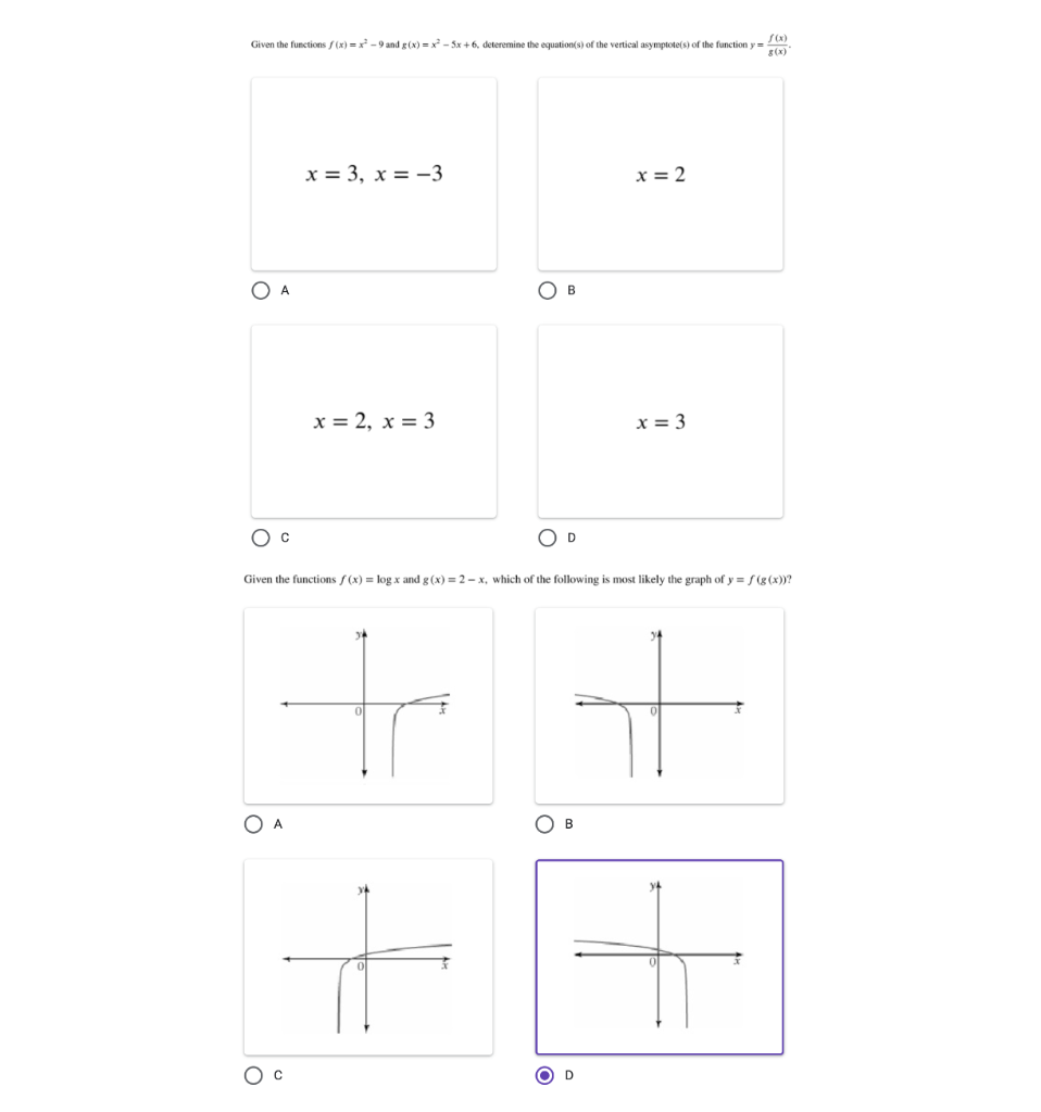 Solved Given the functions f(x)=x²-9 and g(x)=x²-5x+6, | Chegg.com