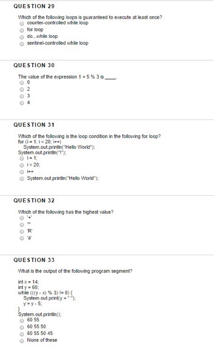 Solved QUESTION 29 Which of the following loops is | Chegg.com