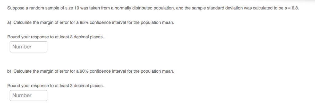 Solved Suppose a random sample of size 19 was taken from a | Chegg.com Solved Suppose a random sample of size 19 was taken from a | Chegg.com