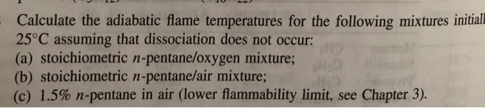 Solved Calculate the adiabatic flame temperatures for the | Chegg.com