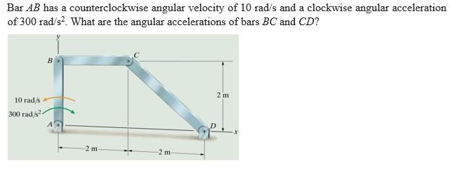 Solved Bar AB has a counterclockwise angular velocity of 10 | Chegg.com