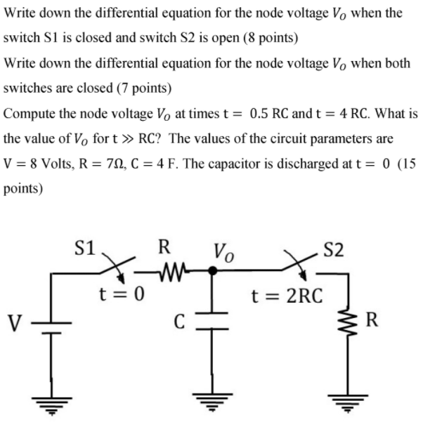 Solved Write down the differential equation for the node | Chegg.com