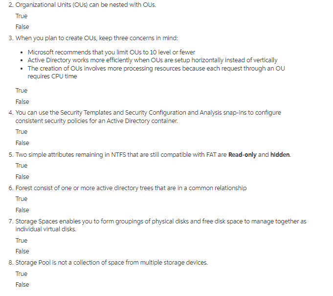 Solved 2. Organizational Units (OUS) can be nested with OUS. | Chegg.com