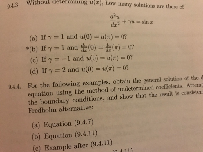 Solved Without determining u(x), how many solutions are | Chegg.com