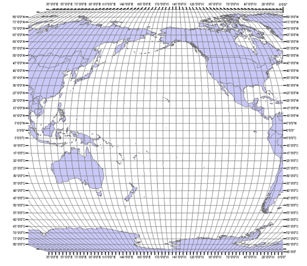 Pacific Ocean Map With Latitude And Longitude