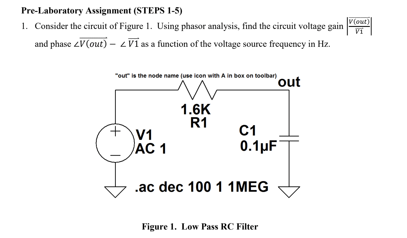Solved Pre-Laboratory Assignment (STEPS 1-5) 1. Consider the | Chegg.com
