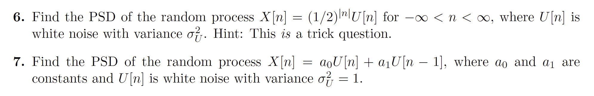 Solved 6. Find the PSD of the random process | Chegg.com
