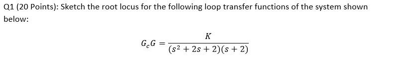 Solved Q1 (20 Points): Sketch the root locus for the | Chegg.com