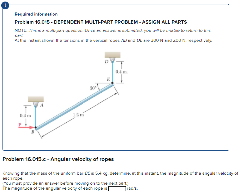 Solved ! Required information Problem 16.015 - DEPENDENT | Chegg.com Solved ! Required information Problem 16.015 - DEPENDENT | Chegg.com
