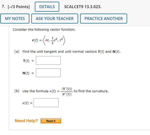Solved Consider the following vector function. | Chegg.com