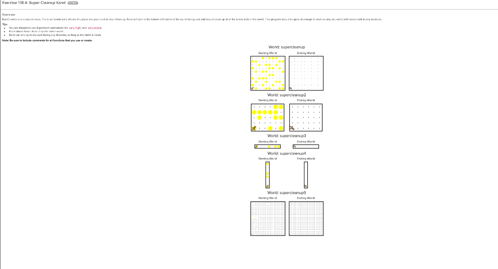 Exercise 118.4: Super Cleanup Karel Cew Tias You need | Chegg.com
