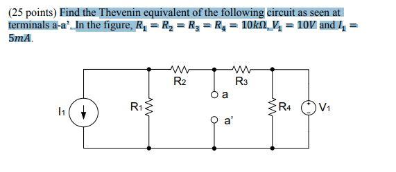 Solved (25 points) Find the Thevenin equivalent of the | Chegg.com