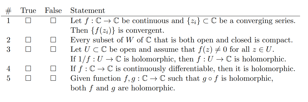 Solved \begin{tabular}{ll} # True False & Statement \\ | Chegg.com