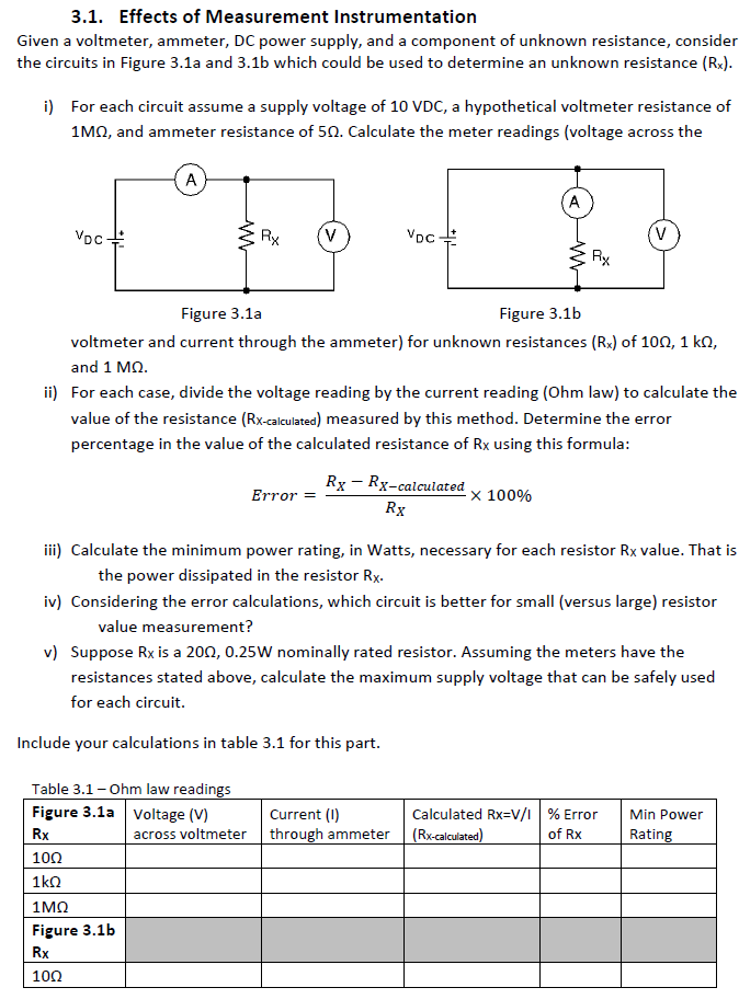 Solved 3.1. Effects of Measurement Instrumentation Given a | Chegg.com