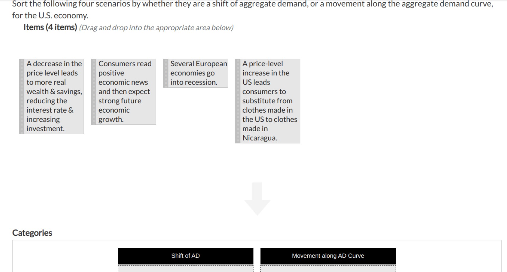 Solved for the U.S. ﻿economy.Items (4 ﻿items) (Drag and drop | Chegg.com