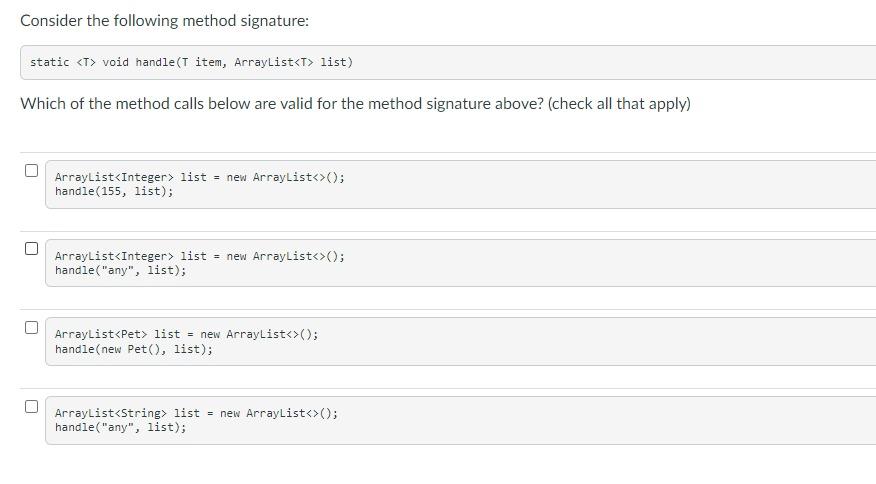 Solved Consider the following method signature: static void | Chegg.com