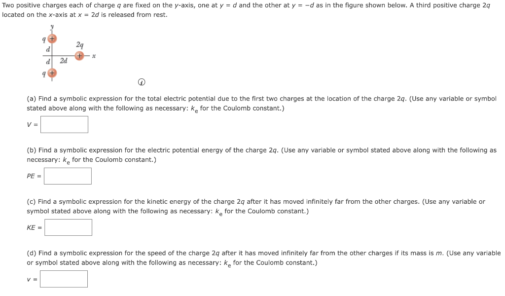 Solved positive charges each of charge q are fixed on the | Chegg.com