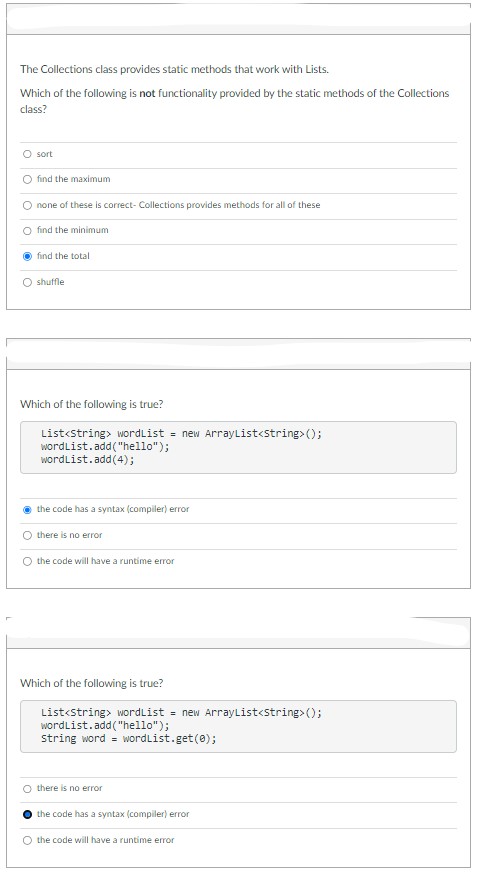 Solved The Collections class provides static methods that | Chegg.com