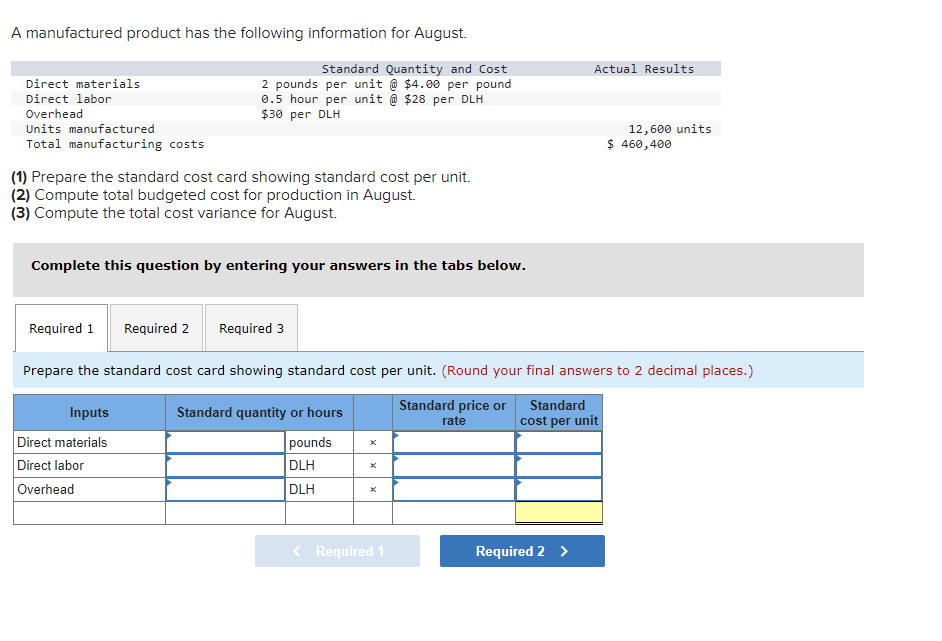 Solved A manufactured product has the following information | Chegg.com