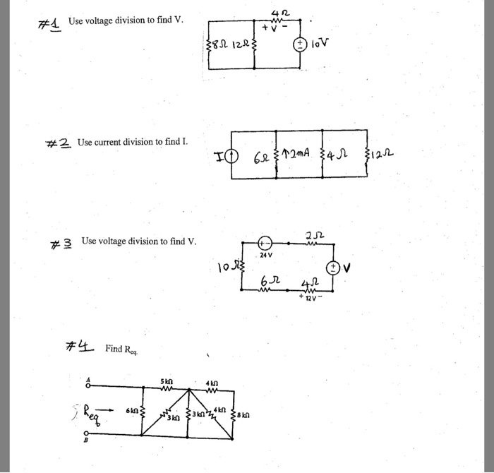 Solved Use voltage division to find V. Use current division | Chegg.com