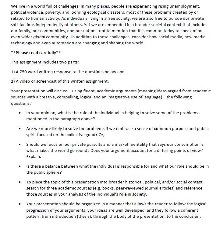 Instructions: We live in a world full of challenges. | Chegg.com