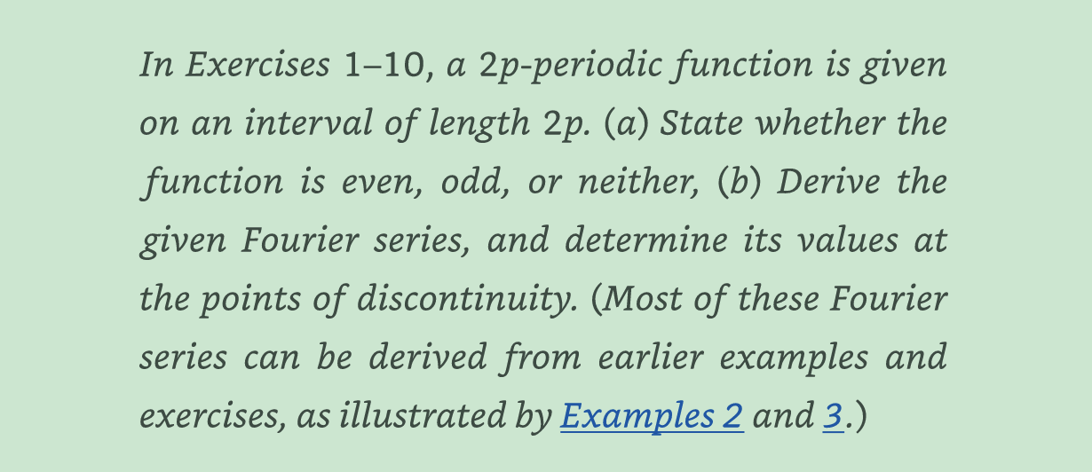 Solved In Exercises 1-10, a 2p-periodic function is given on | Chegg.com