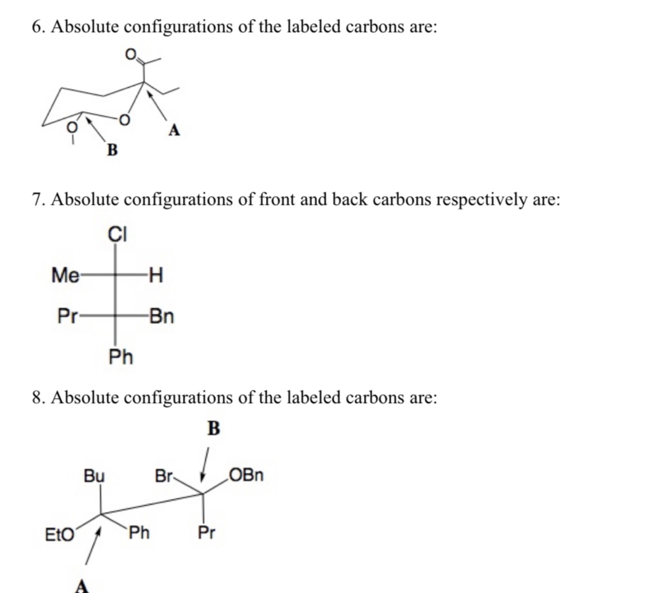 Solved Absolute configurations of the labeled carbons | Chegg.com