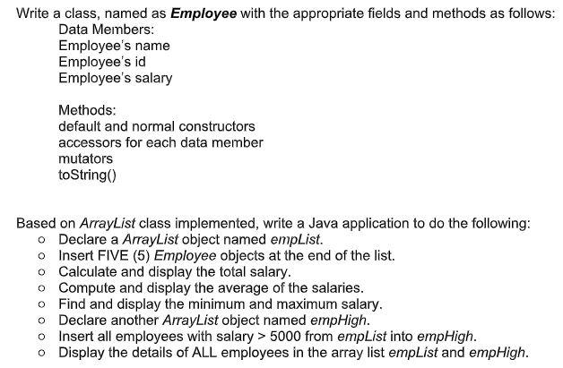 Solved Write a class, named as Employee with the appropriate | Chegg.com