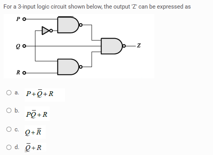 Solved For a 3-input logic circuit shown below, the output | Chegg.com