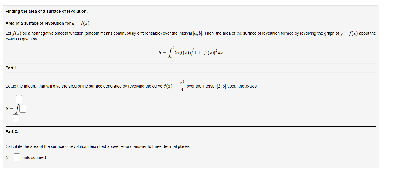 Solved Finding the area of a surface of revolution.Area of a | Chegg.com