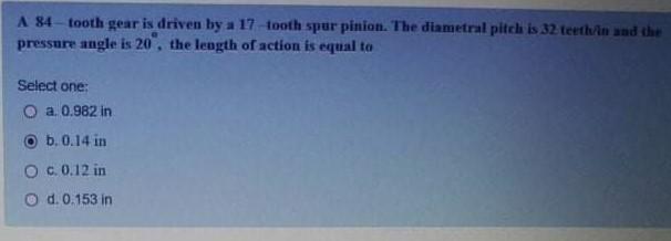 Solved A 84-tooth gear is driven by a 17 tooth spur pinion. | Chegg.com
