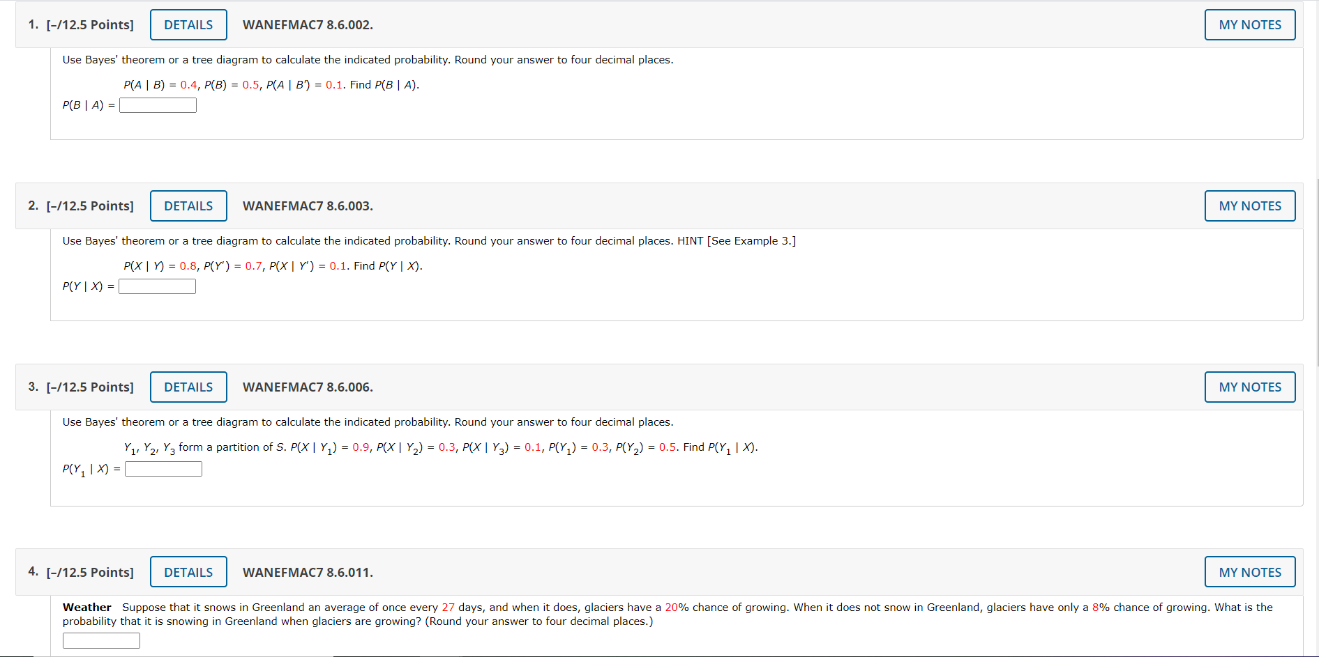 Solved 1. [-/12.5 Points] DETAILS WANEFMAC7 8.6.002. MY | Chegg.com