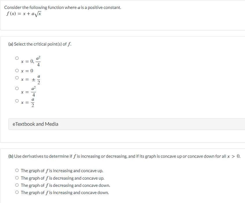 Solved Consider the following function where a is a positive | Chegg.com