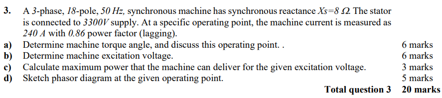 Solved A 3-phase, 18-pole, 50 Hz, synchronous machine has | Chegg.com