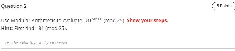 Solved Question 2 5 Points Use Modular Arithmetic to | Chegg.com