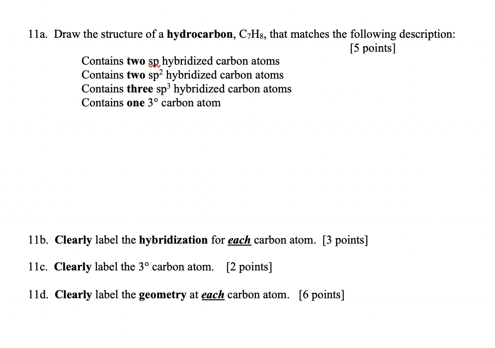 Solved 11a. Draw the structure of a hydrocarbon, C4H8, that | Chegg.com