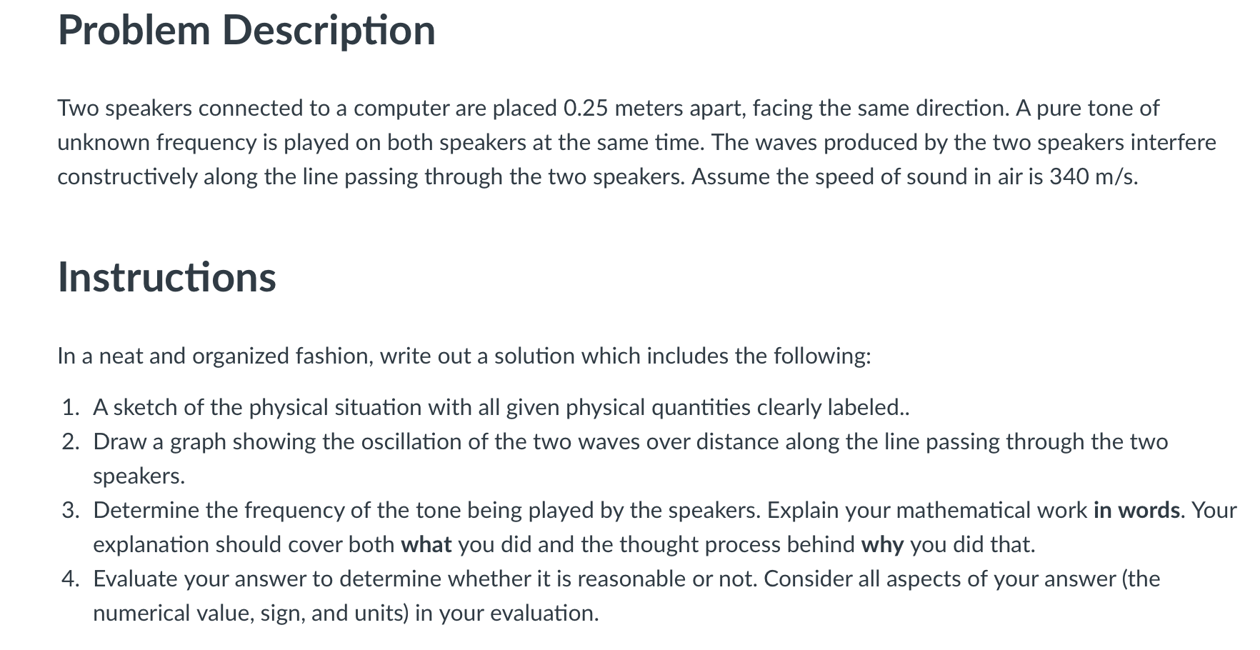 Solved Problem Description Two speakers connected to a | Chegg.com