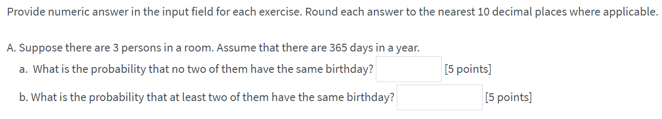 Solved Provide numeric answer in the input field for each | Chegg.com