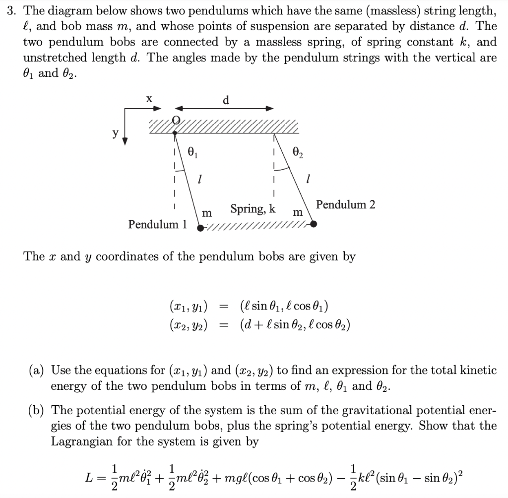 Solved 3. The diagram below shows two pendulums which have | Chegg.com