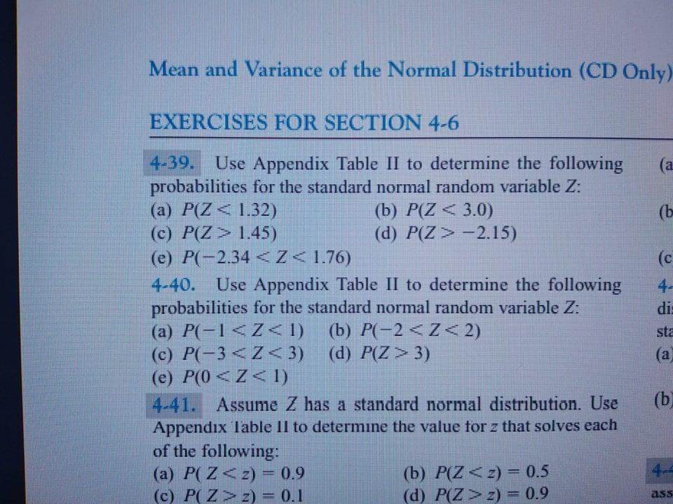 Solved Mean and Variance of the Normal Distribution (CD | Chegg.com