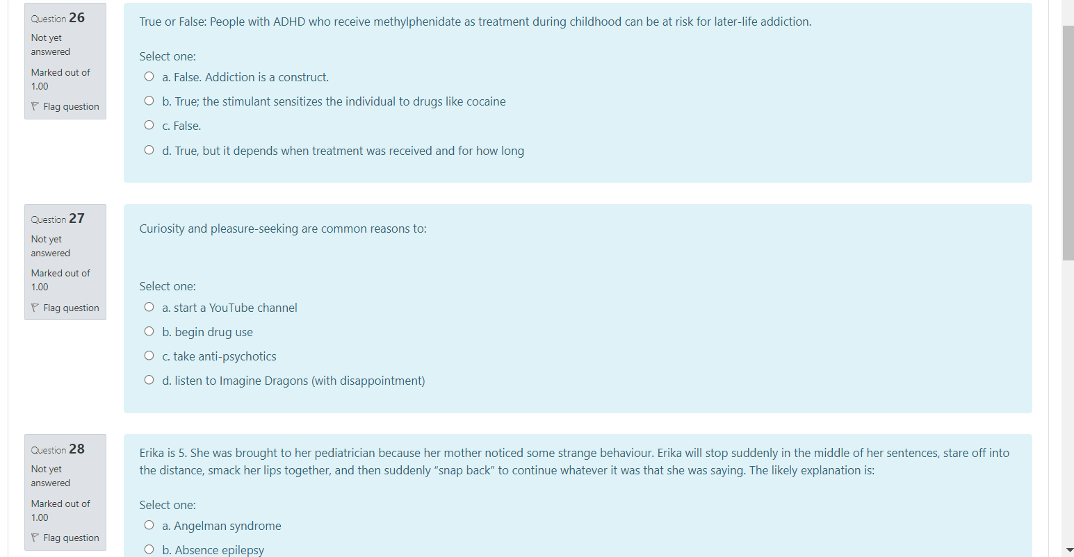 Solved Question 26 True or False: People with ADHD who | Chegg.com