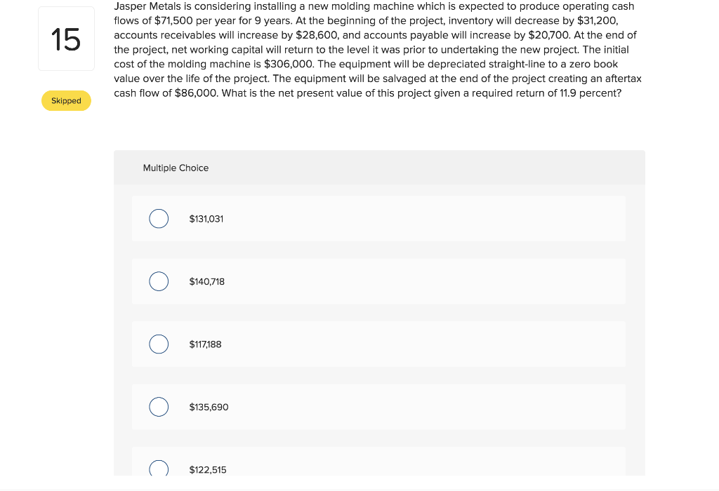 Solved 15 Jasper Metals is considering installing a new | Chegg.com