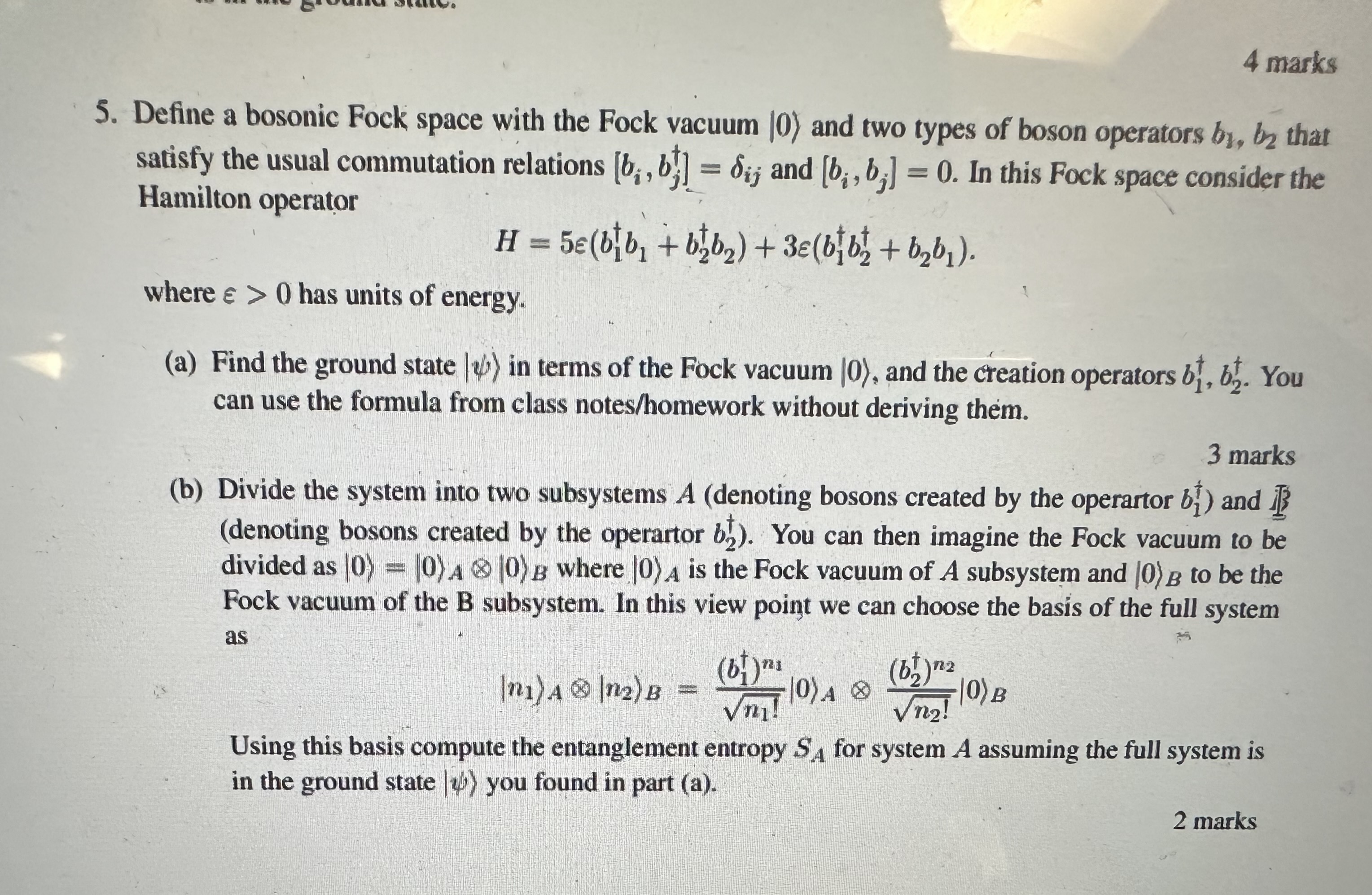 Solved 4 marks 5. Define a bosonic Fock space with the Fock | Chegg.com Solved 4 marks 5. Define a bosonic Fock space with the Fock | Chegg.com