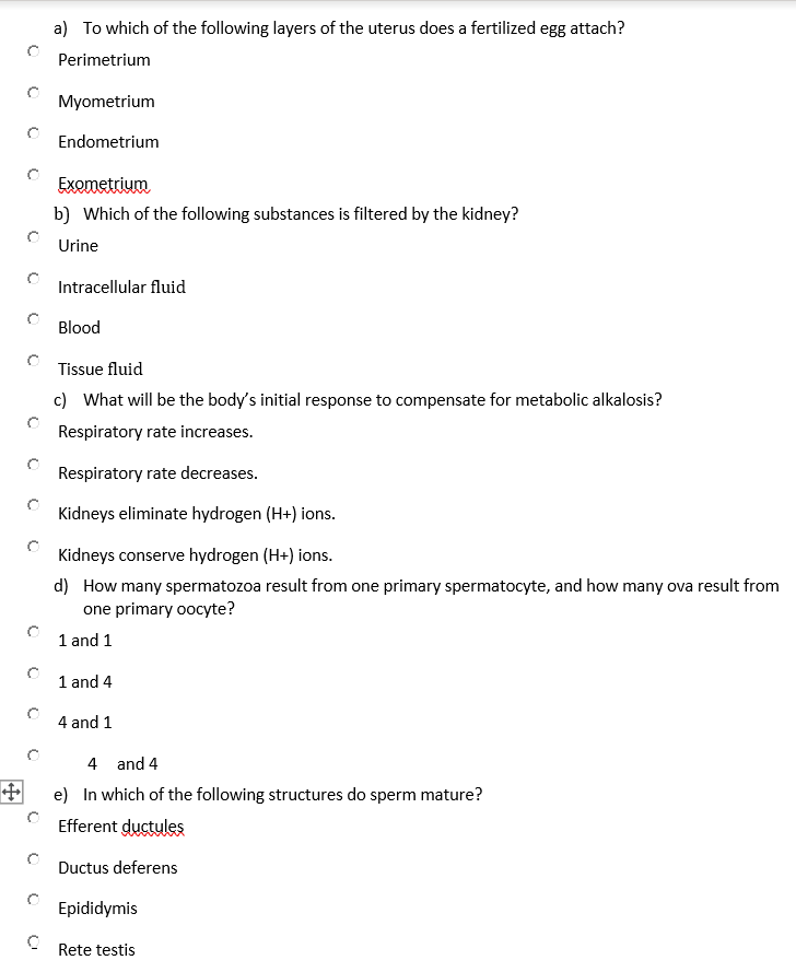 Solved a) To which of the following layers of the uterus | Chegg.com