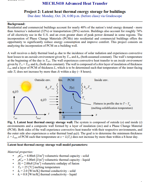 Project 2: Latent heat thermal energy storage for | Chegg.com