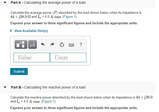 Solved Part A - Calculating the average power of a load | Chegg.com