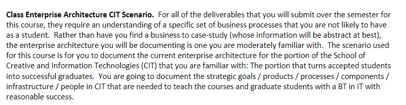 Solved Class Enterprise Architecture CIT Scenario. For all | Chegg.com